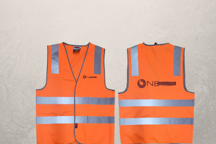Our newest prints on coloured safety vests and high vis vests
